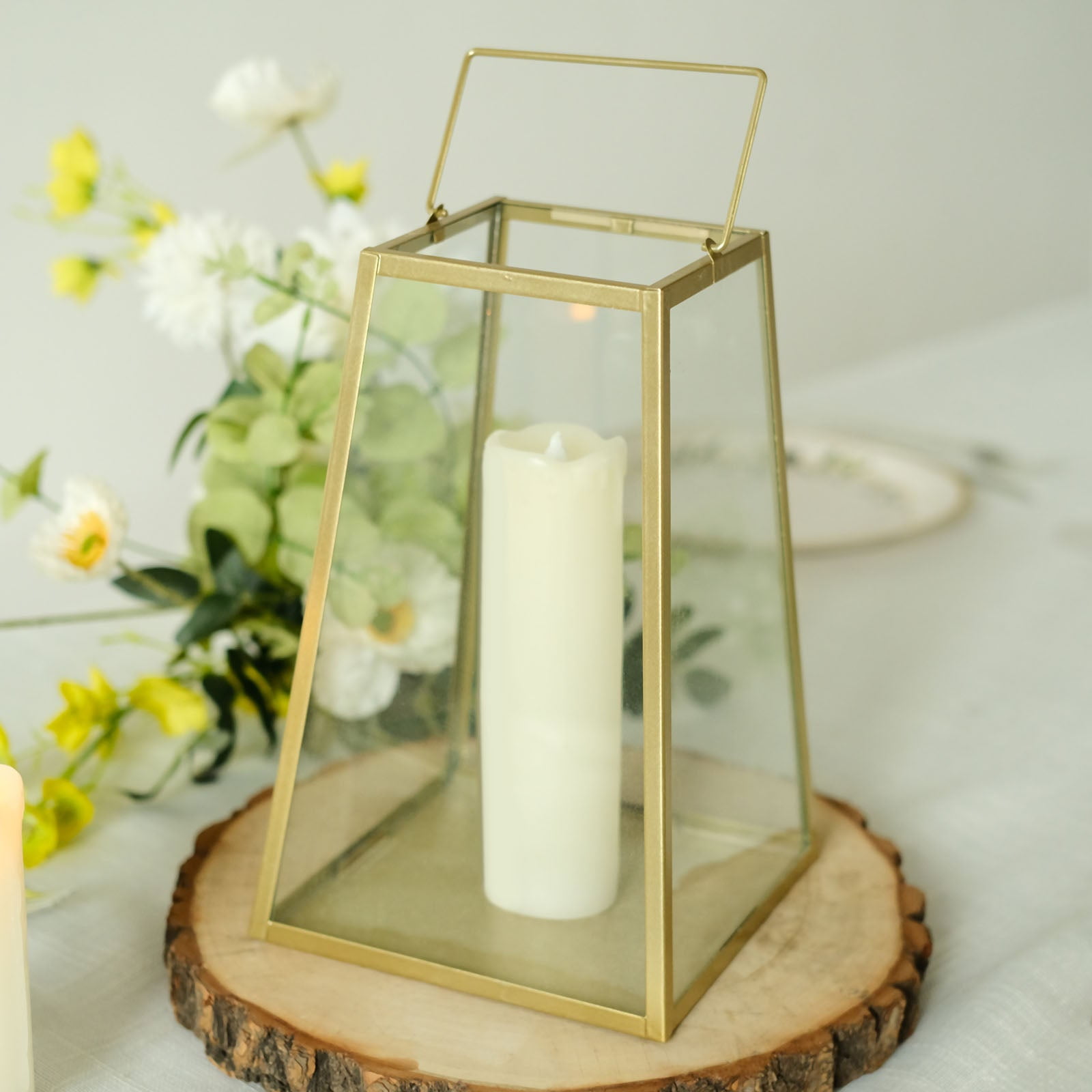 Efavormart Gold 10" Trapezoid Metal Candle Lantern, Geometric Hanging ...