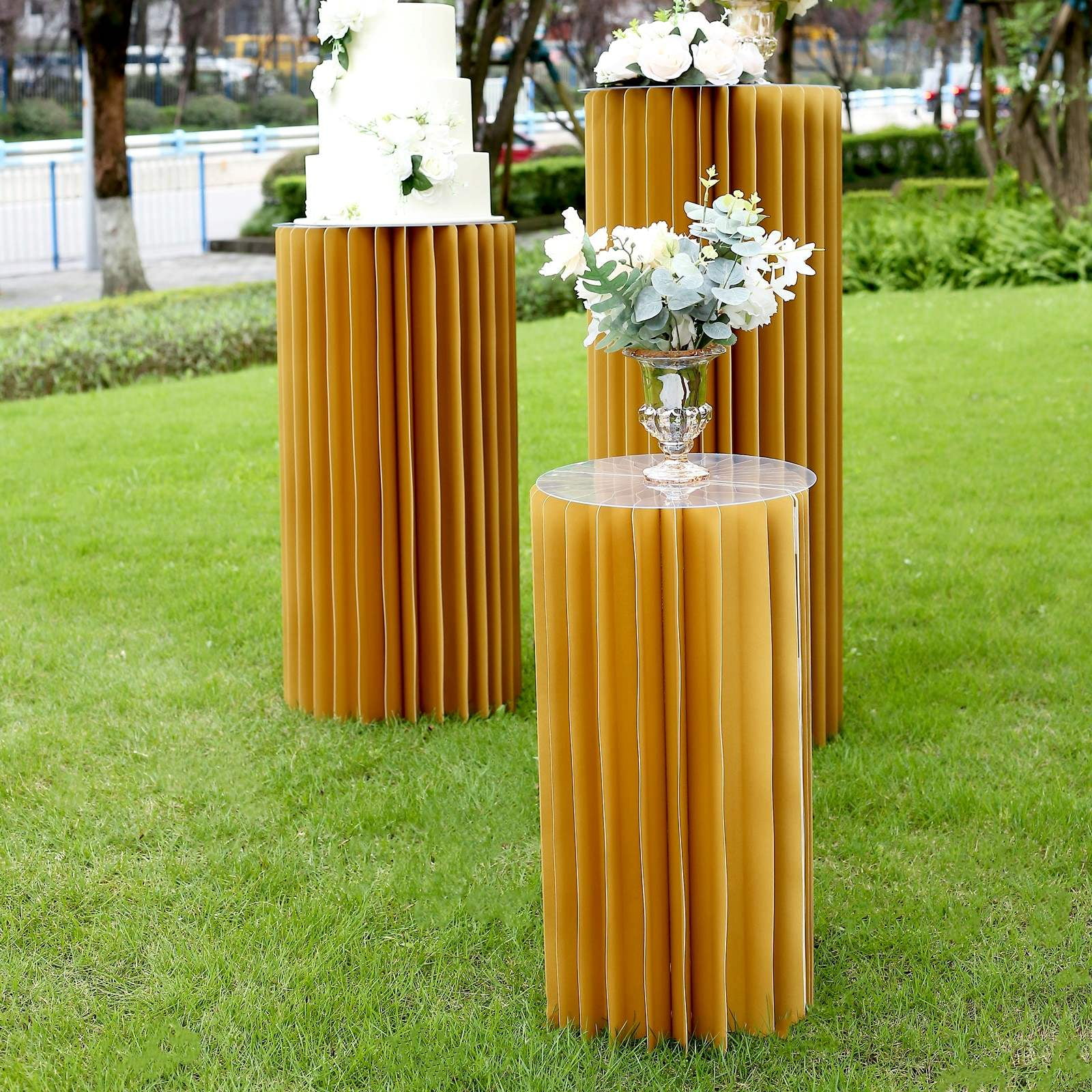 Efavormart Gold Cylinder Pillar Pedestal Stand, Display Column Stand ...