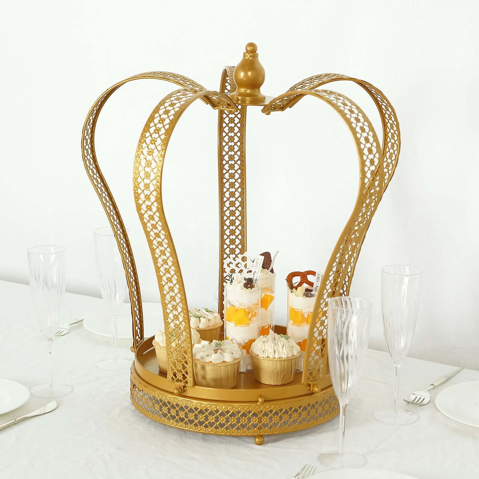 Efavormart Gold Metal Crown Cupcake Dessert Display Stand, Princess ...