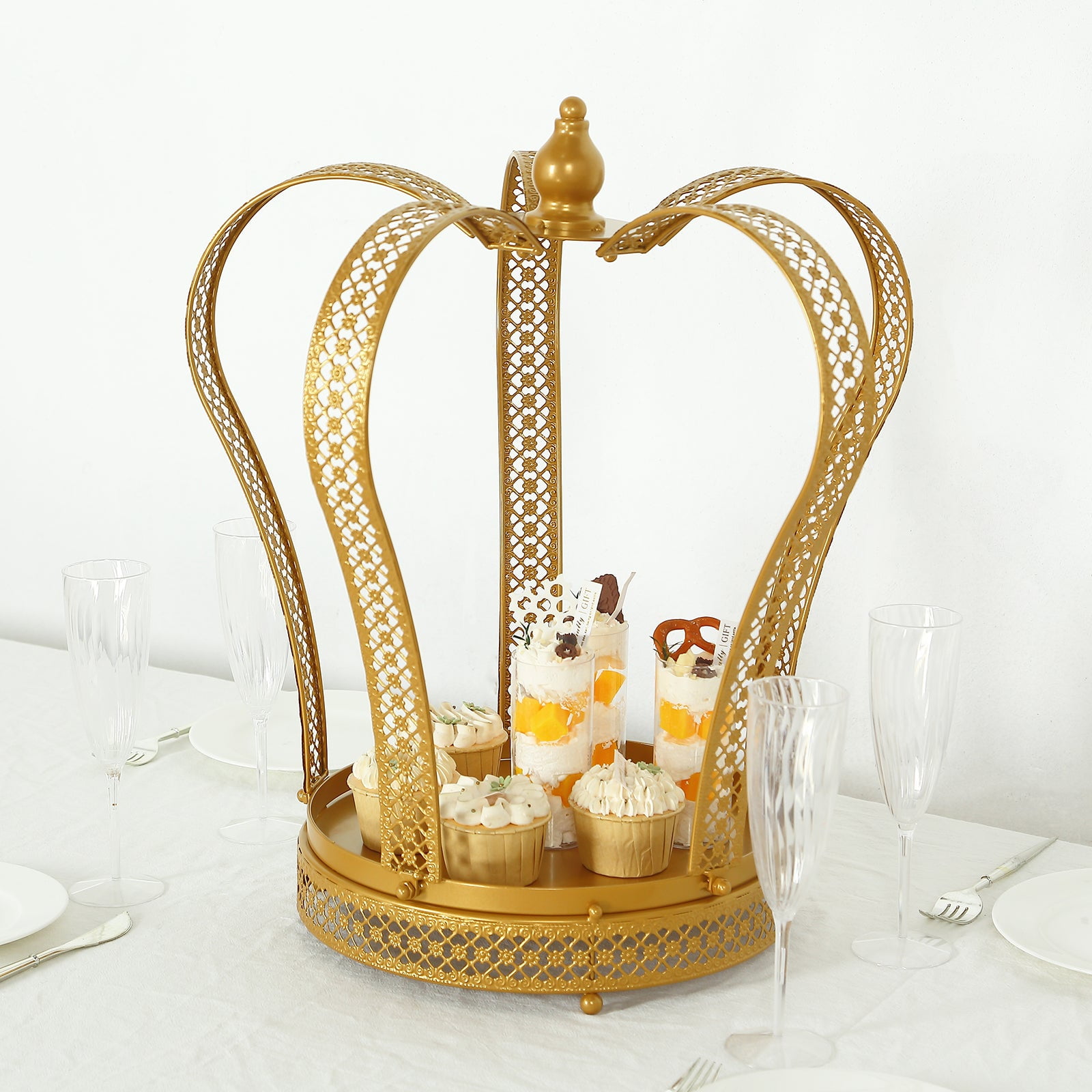 Efavormart Gold Metal Crown Cupcake Dessert Display Stand, Princess ...