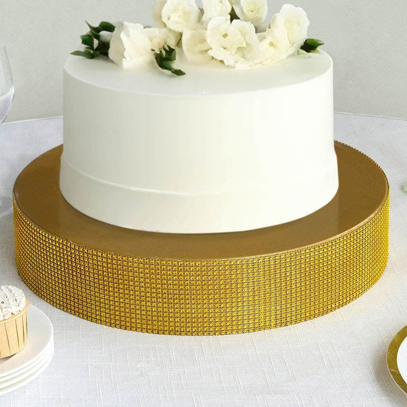 Efavormart Gold Round Metal Pedestal Cake Stand with Rhinestones ...