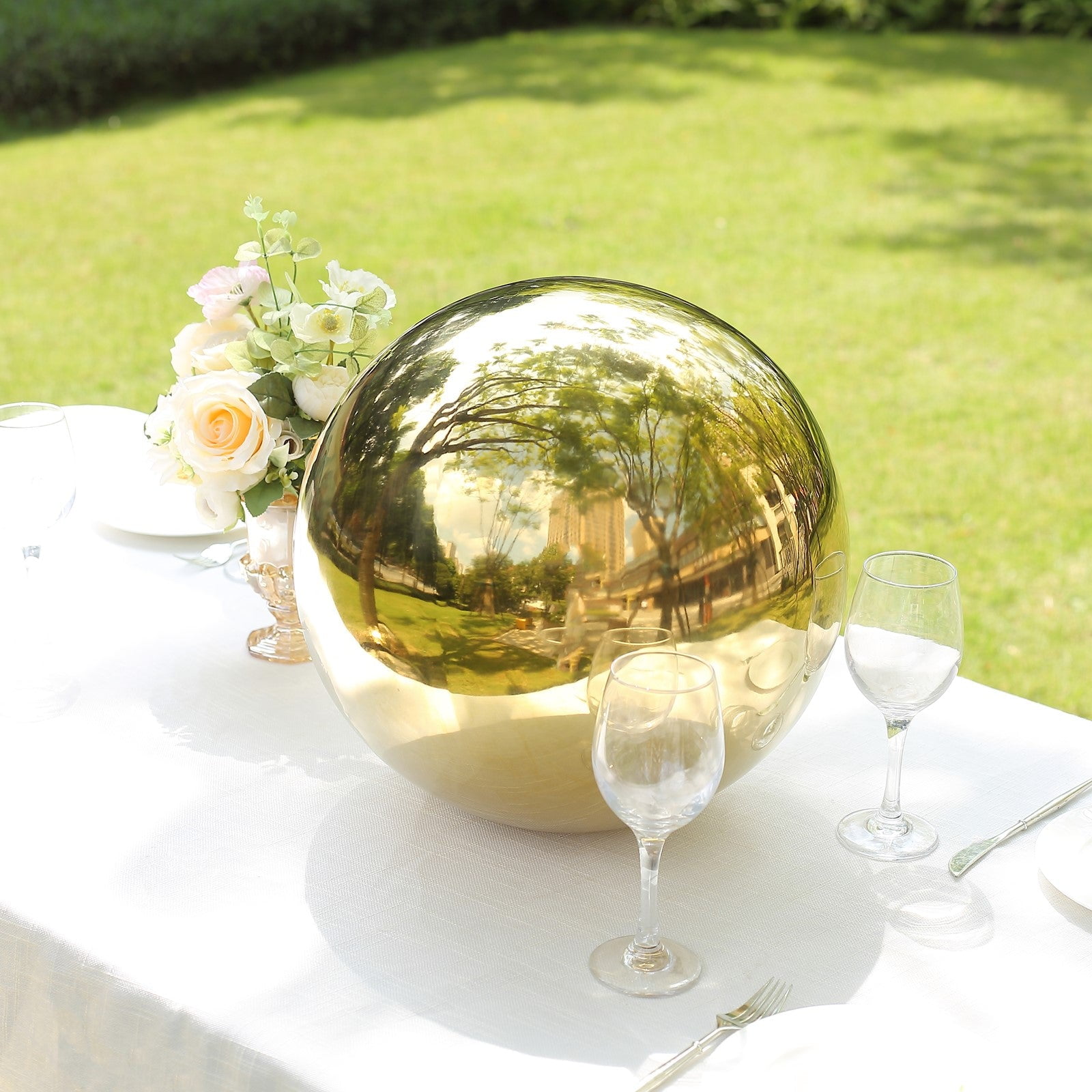 Efavormart Gold Stainless Steel Gazing Globe Mirror Ball, Reflective ...