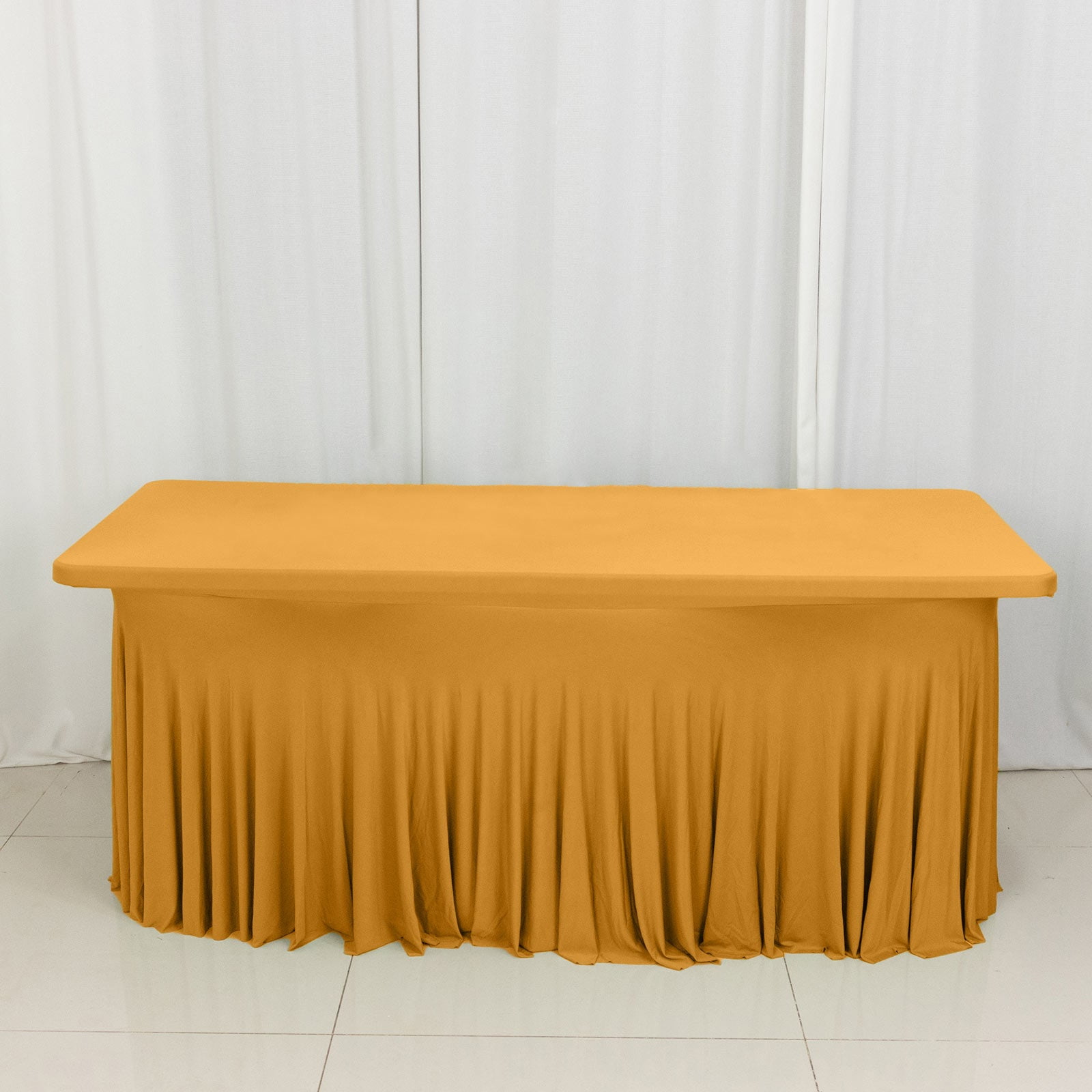 Efavormart Gold Wavy Spandex Fitted Rectangle 1-Piece Tablecloth Table ...