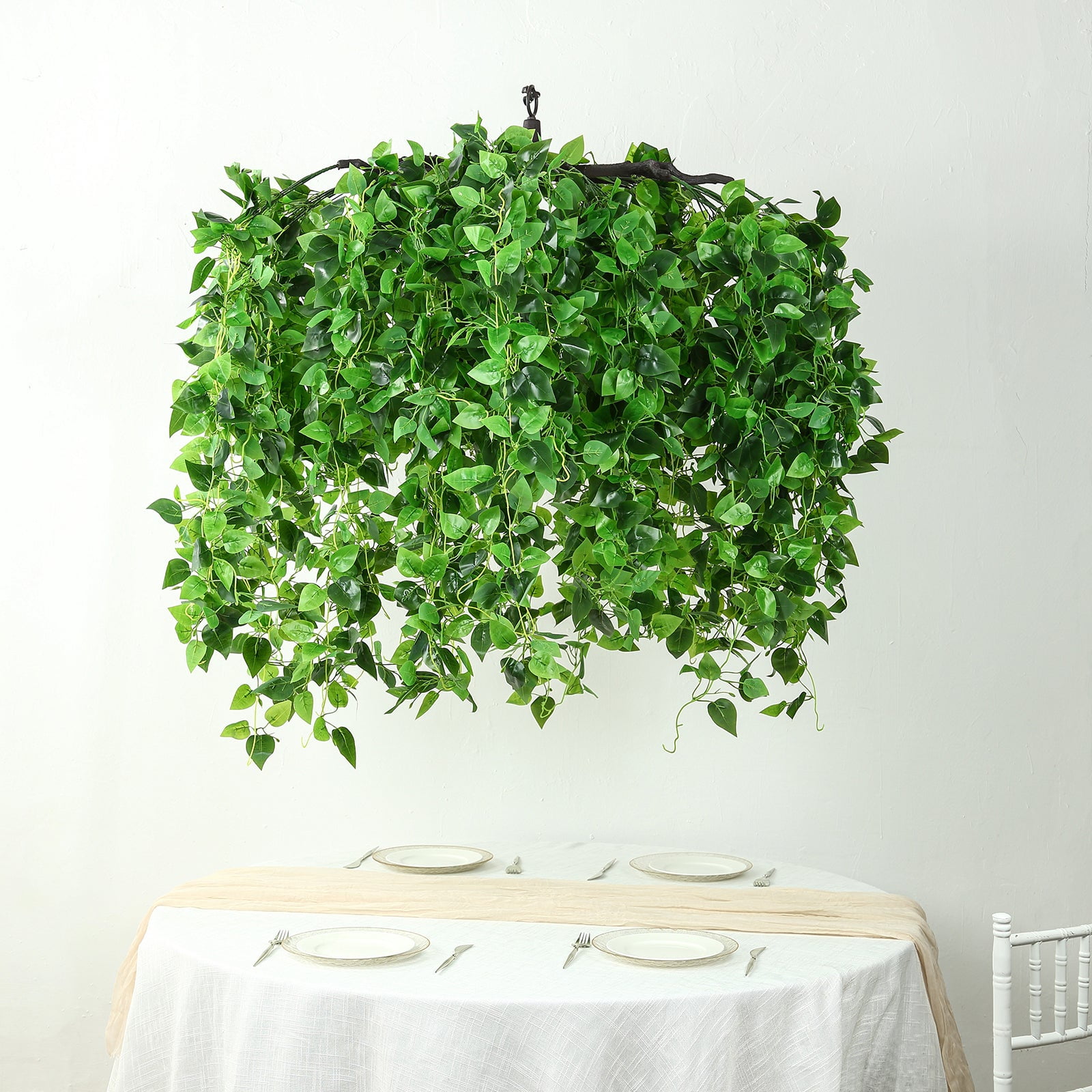 Efavormart Green Artificial Ivy Leaves Hanging Flower Chandelier, Round ...