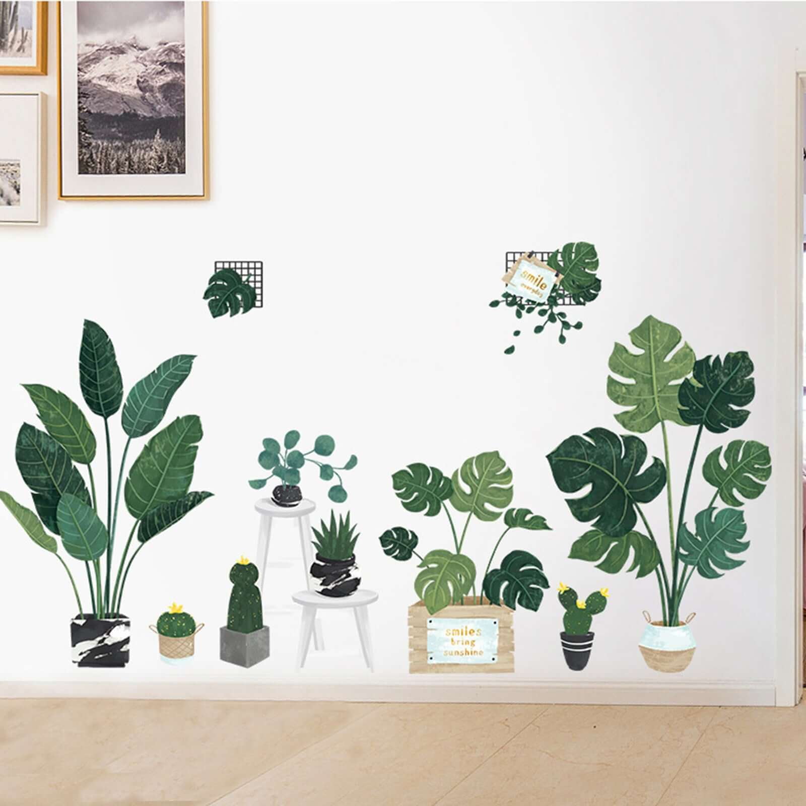 Efavormart Green Tropical Potted Plants/Planters Wall Decals, Peel ...