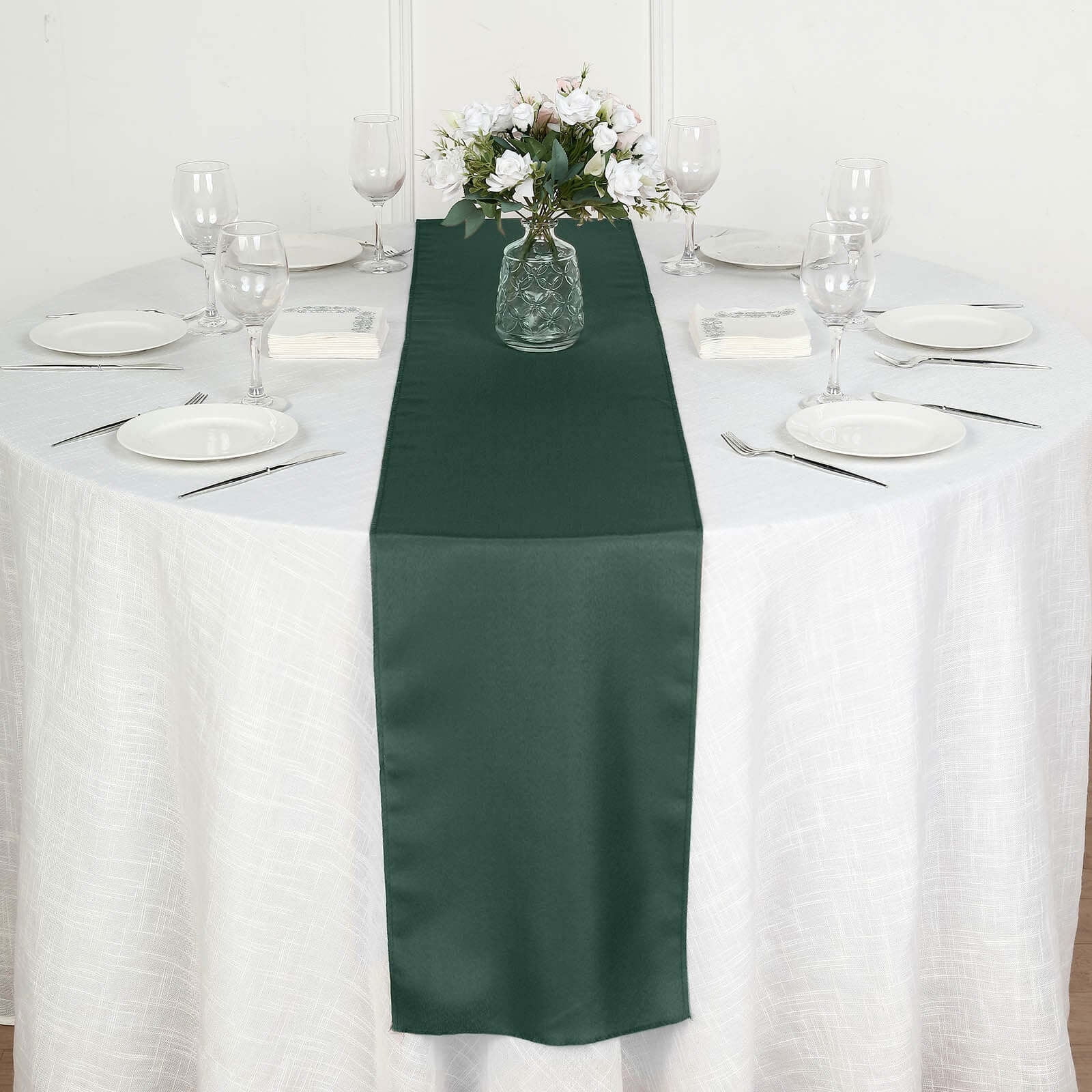 Efavormart HUNTER GREEN Premium Polyester Table Top Runner For Weddings ...