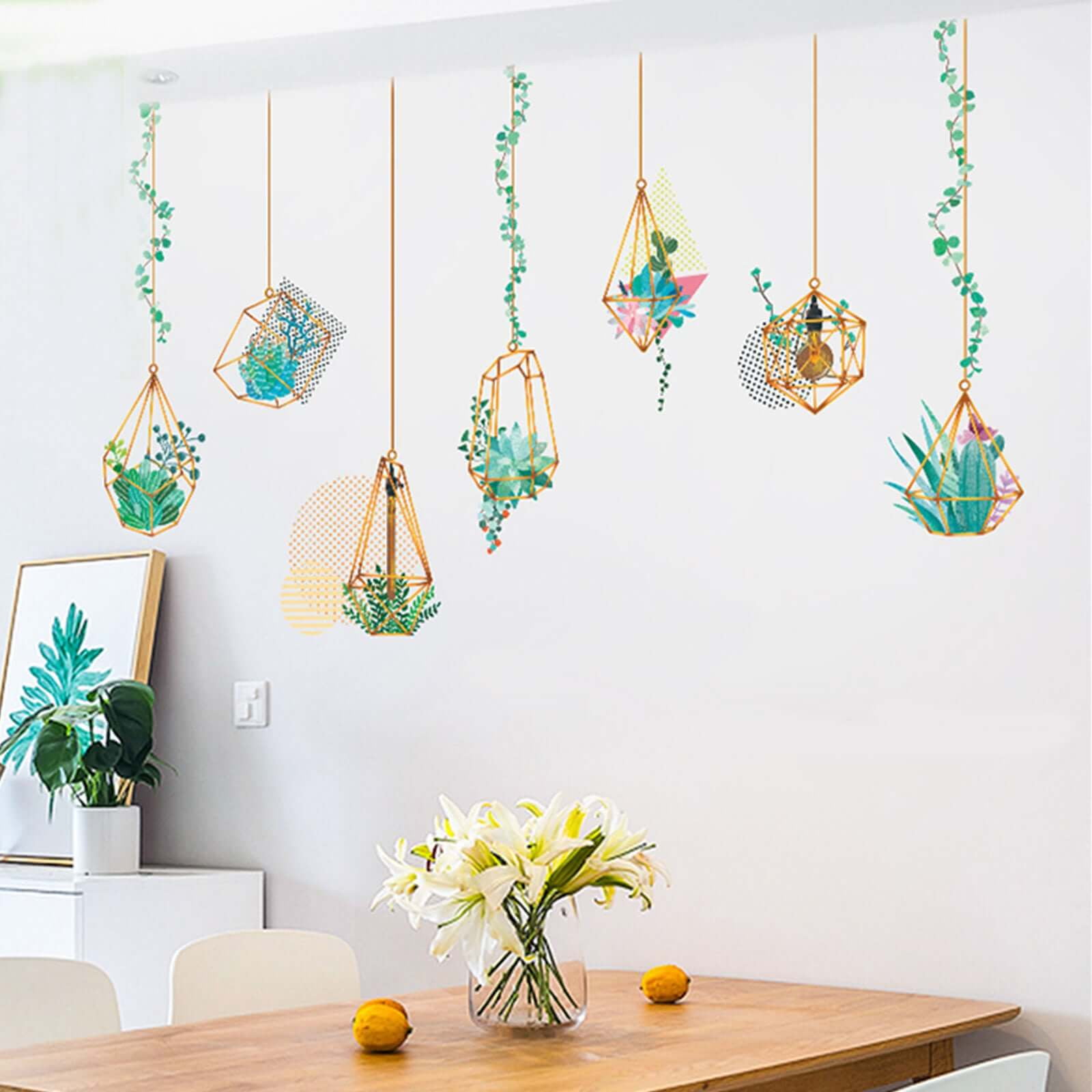 Efavormart Hanging Terrarium Plants Bulbs Wall Decals, House Garden ...