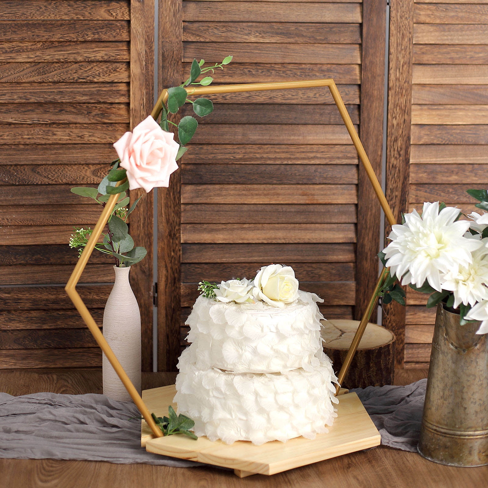 Efavormart Hexagon Wedding Arch Cake Stand, Metal Floral Centerpieces ...