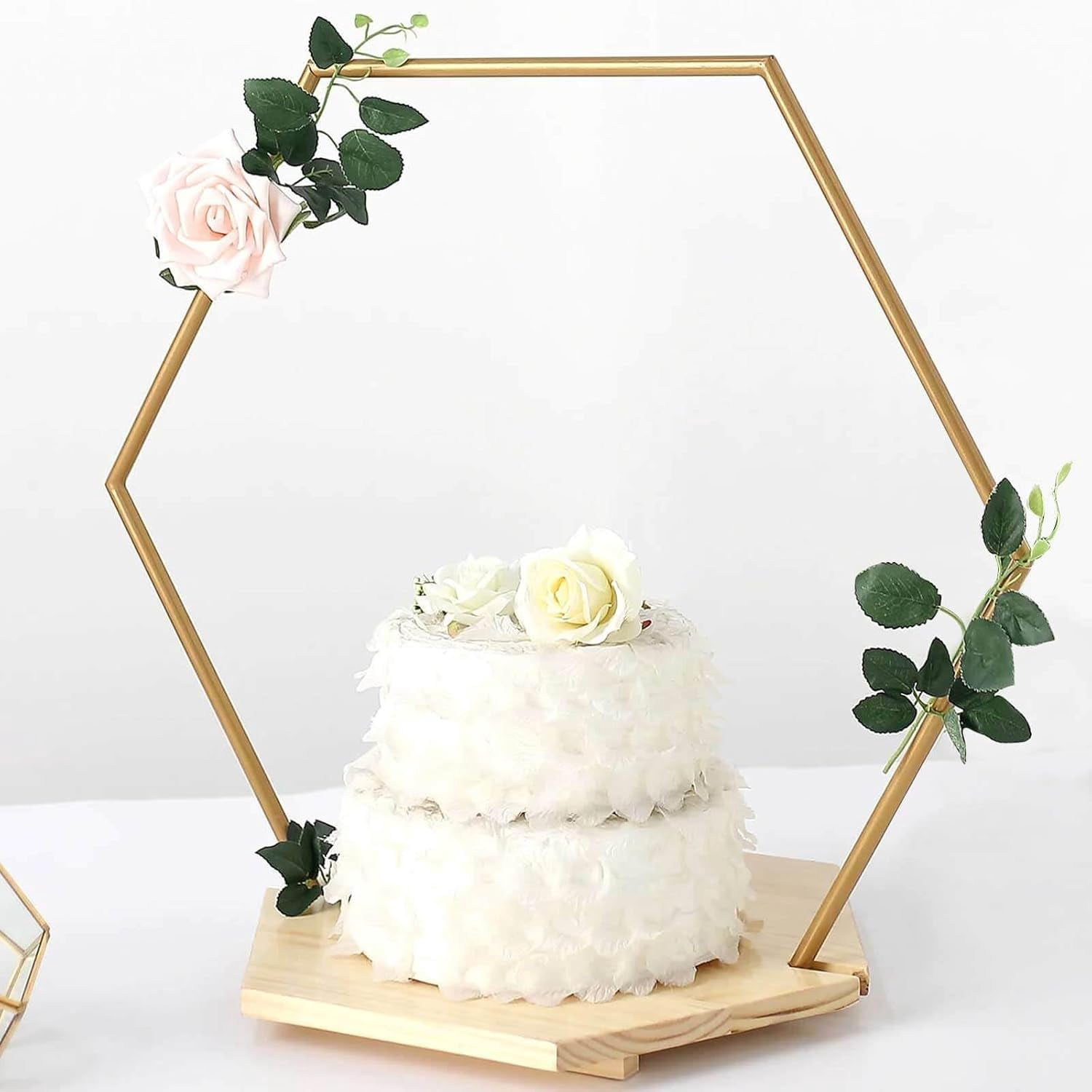 Efavormart Hexagon Wedding Arch Cake Stand, Metal Floral Centerpieces ...
