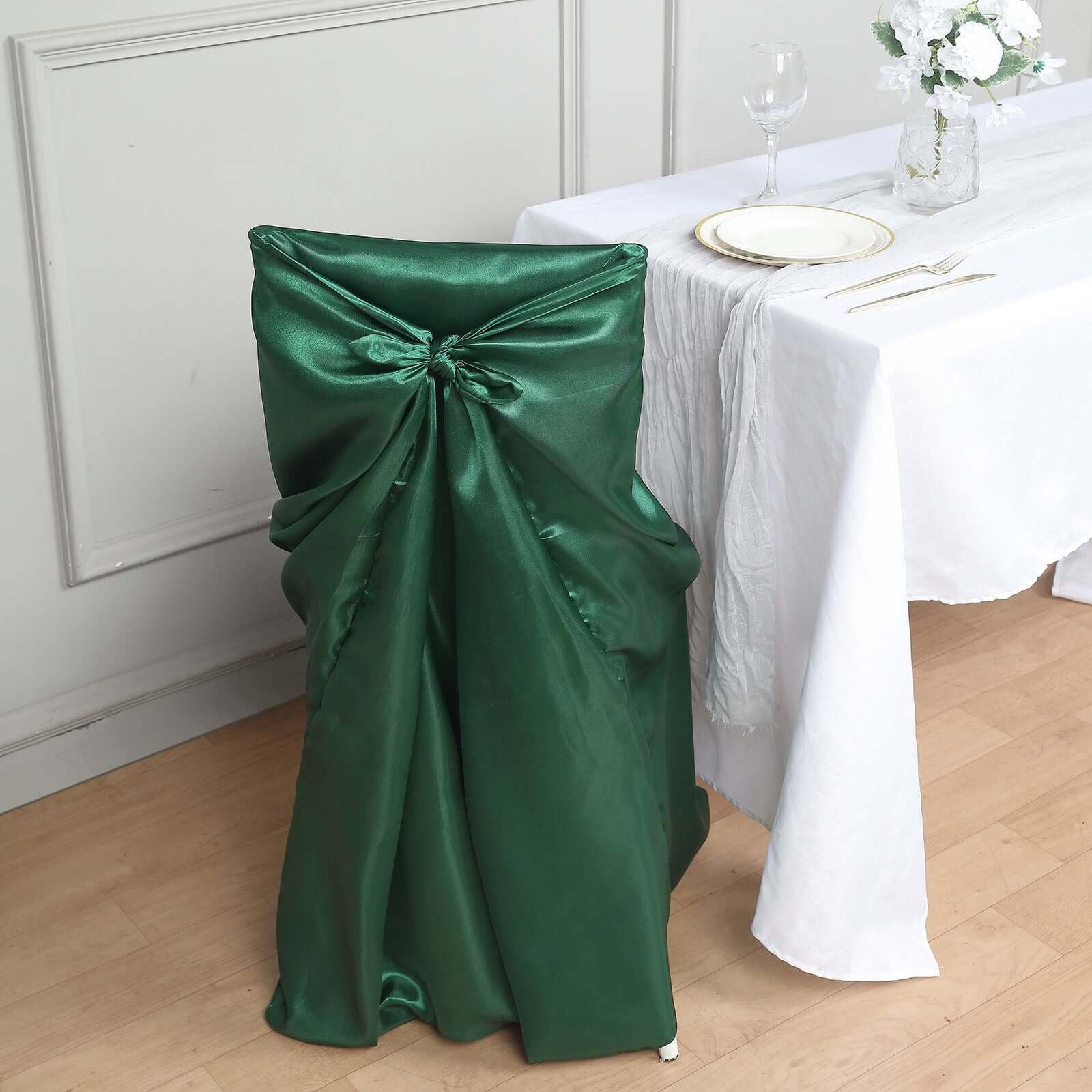 Efavormart Hunter Green Chair Covers for Party 5 Set Universal Satin ...