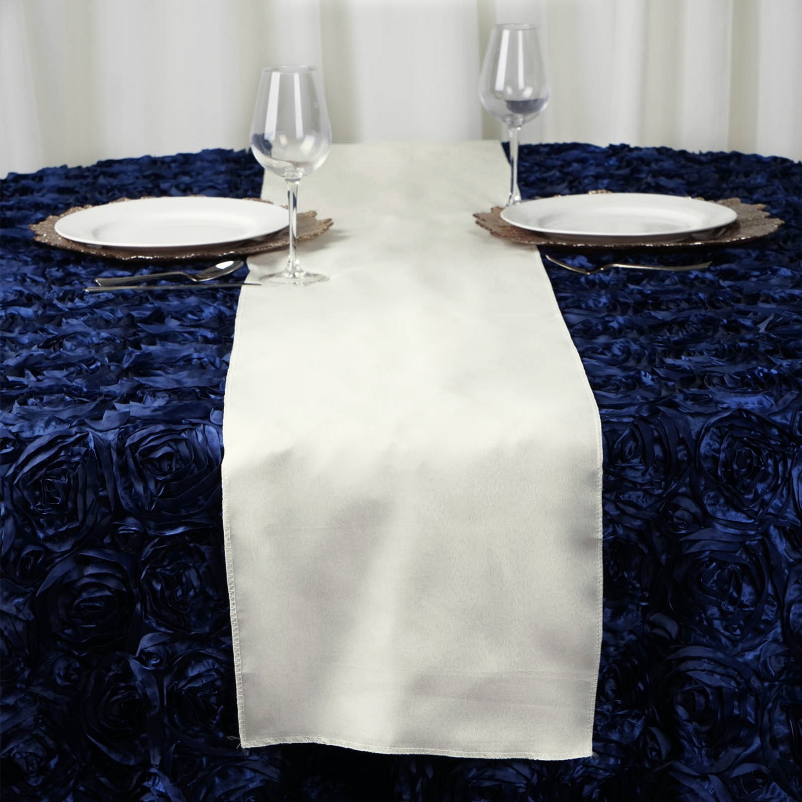 Efavormart IVORY Premium Polyester Table Top Runner For Weddings ...