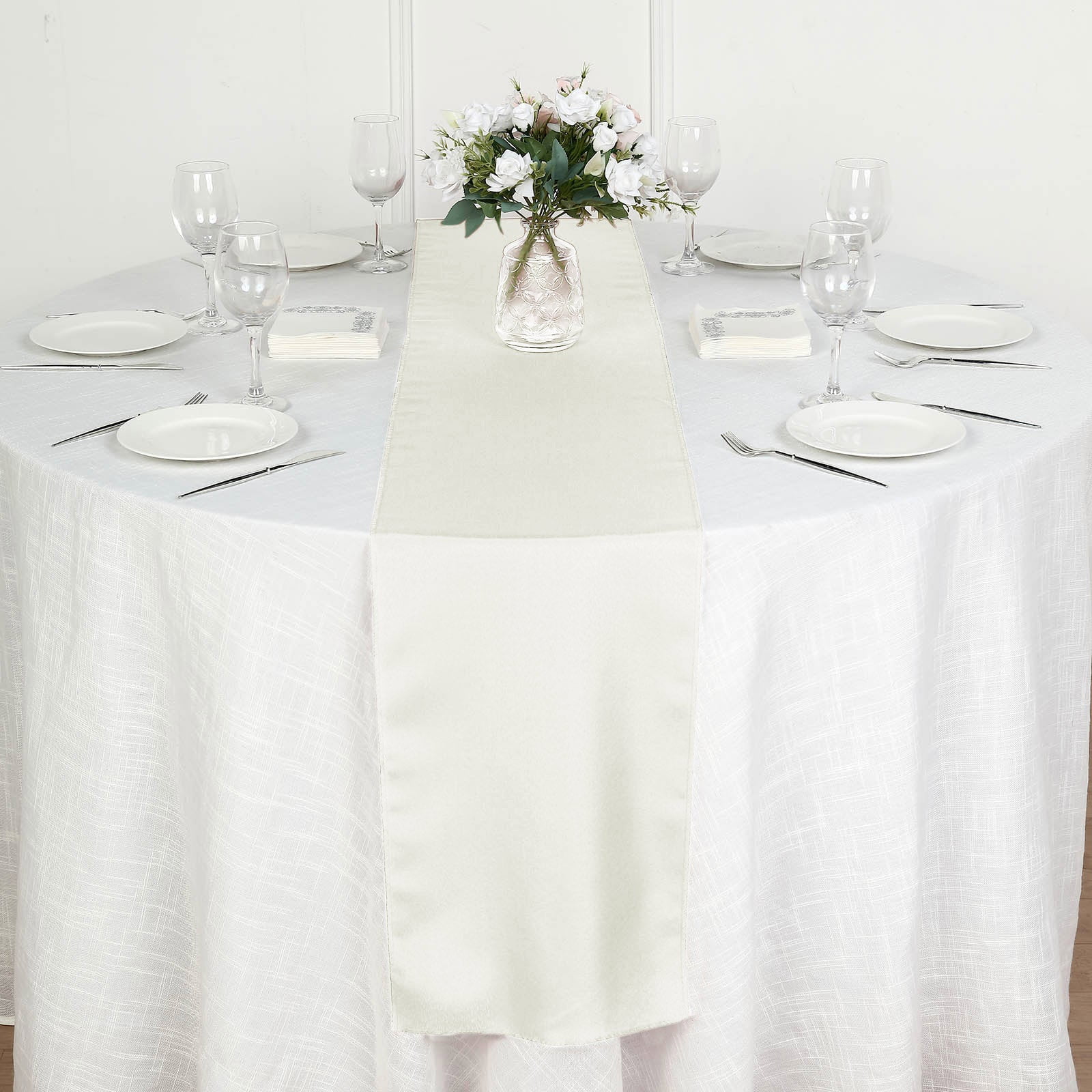 Efavormart IVORY Premium Polyester Table Top Runner For Weddings ...