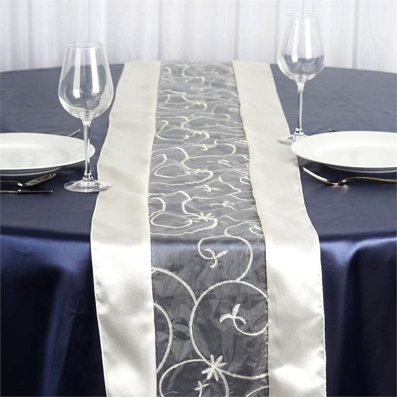 Efavormart Ivory Organza Embroidered Premium Table Top Runner For ...