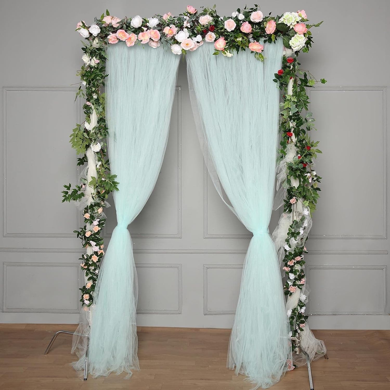 Efavormart Light Blue Sheer Tulle Backdrop Curtain Panel (5ft x 10ft ...