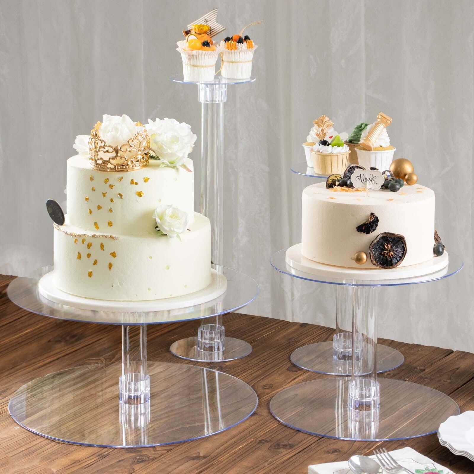 Efavormart Lovely 4 Tier Acrylic 16 inch Crystal Glass Clear Cake ...