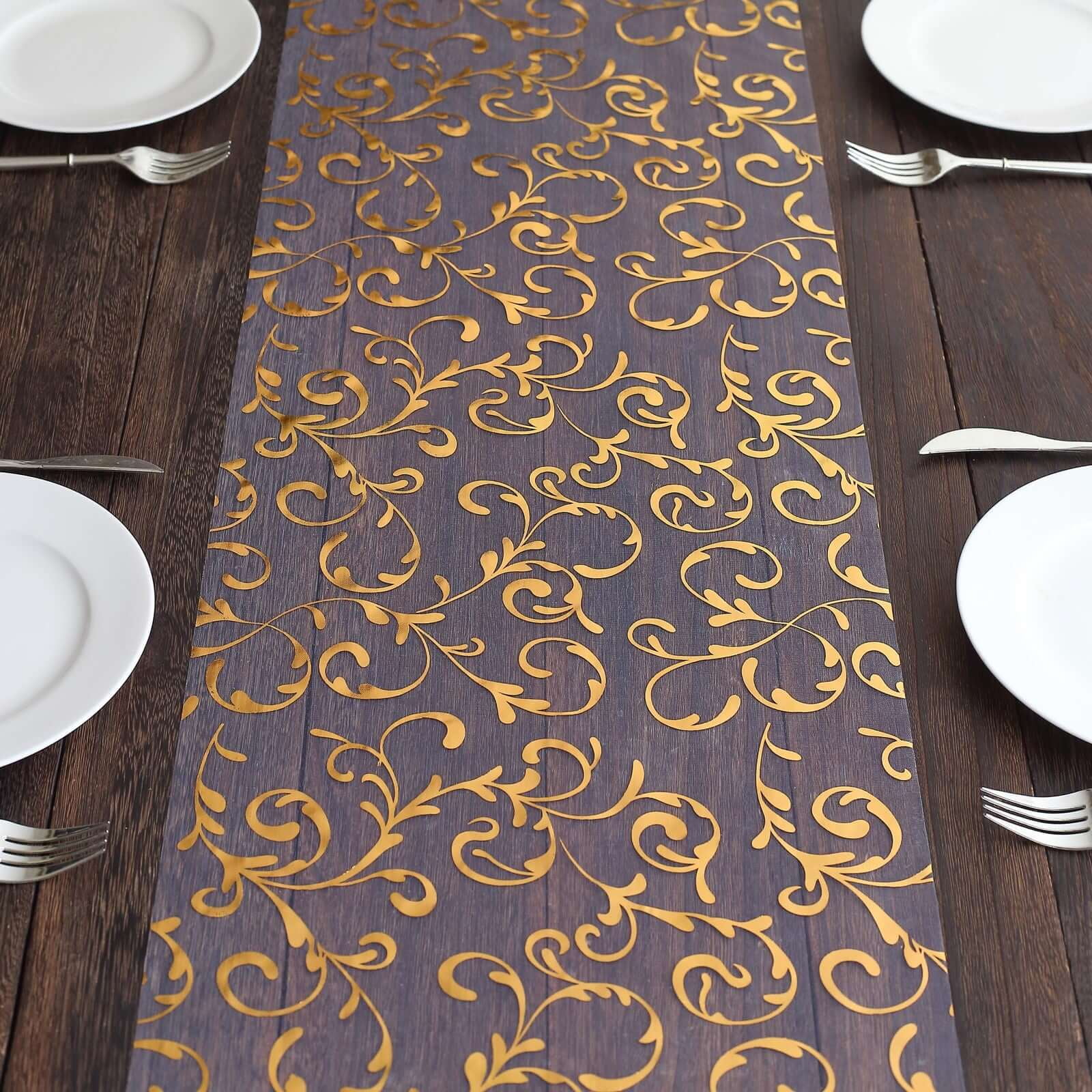 Efavormart Metallic Gold Sheer Organza Table Runner With Embossed Foil ...