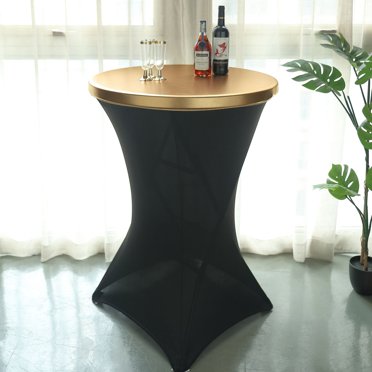 BalsaCircle Silver Round Fitted Metallic Spandex Cocktail Table Top ...