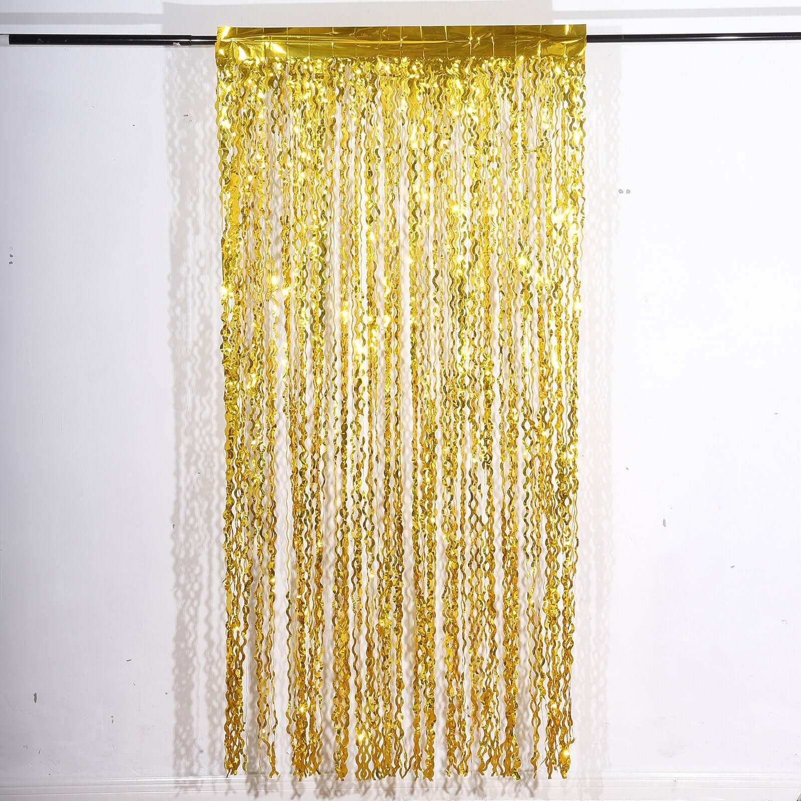 Efavormart Metallic Gold Wavy Tinsel Streamer Party Backdrop, Curly ...