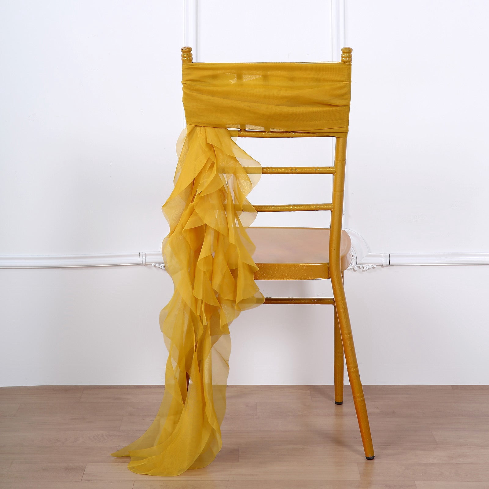 Efavormart Mustard Yellow Chiffon Curly Chair Sash - Walmart.com