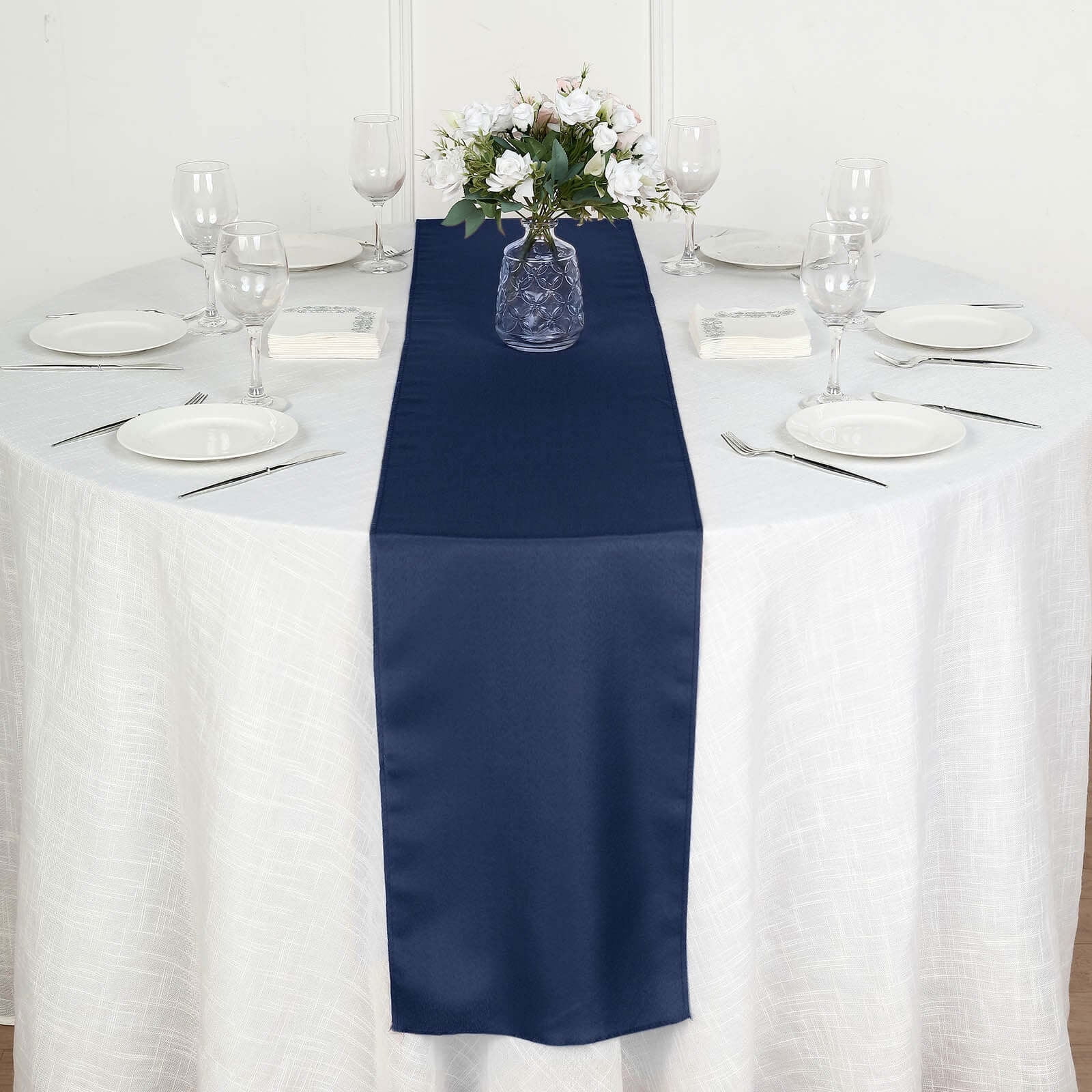 Efavormart NAVY BLUE Premium Polyester Table Top Runner For Weddings ...