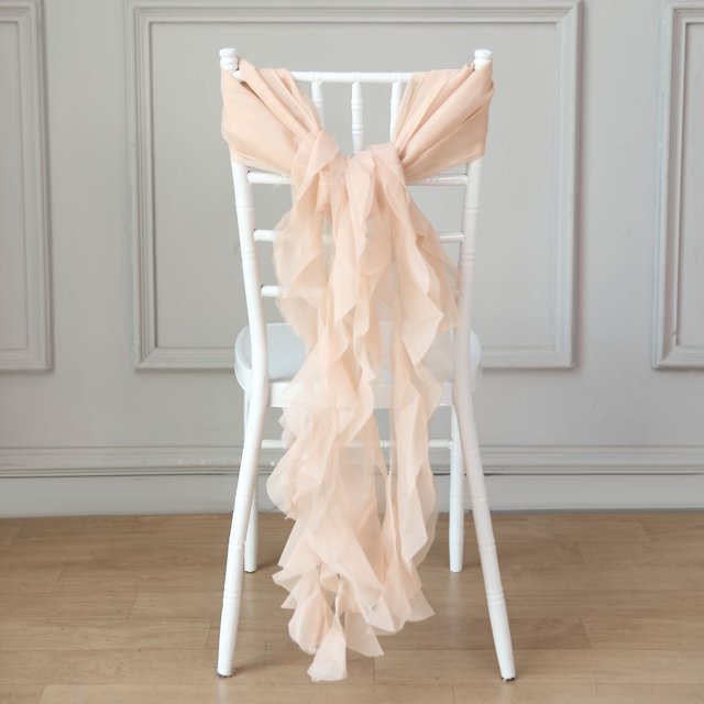 Efavormart Nude Chiffon Curly Chair Sash - Walmart.com