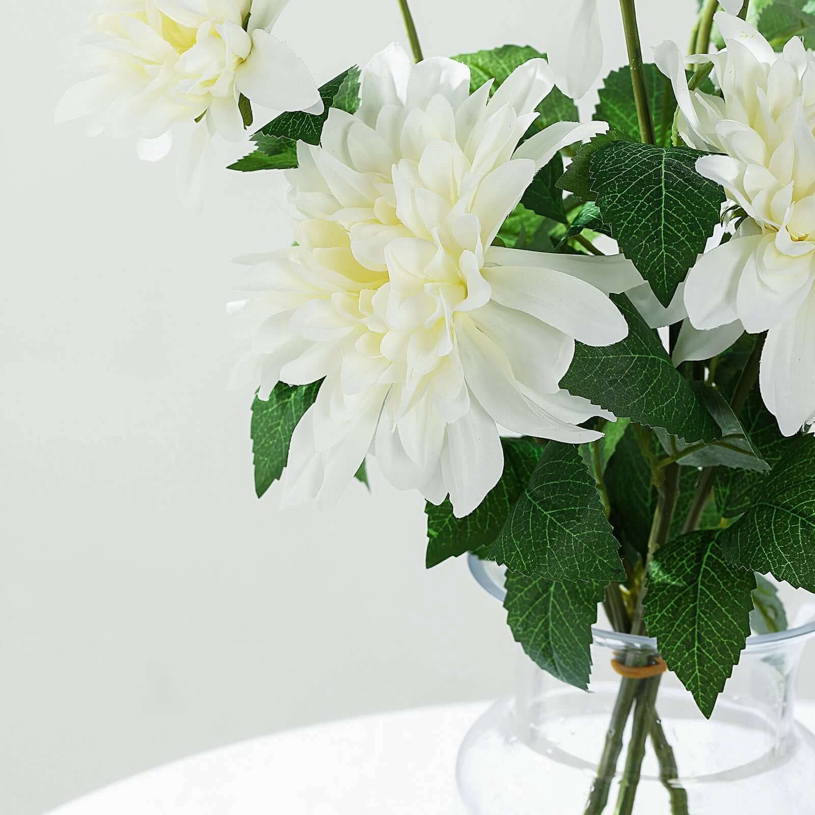 Efavormart Pack of 2 - 31" Ivory Dahlia Flower Stem, Silk Flower Spray ...