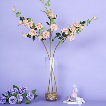 Mainstays Indoor Artificial Rose Floral Bush, White Color, Assembled ...
