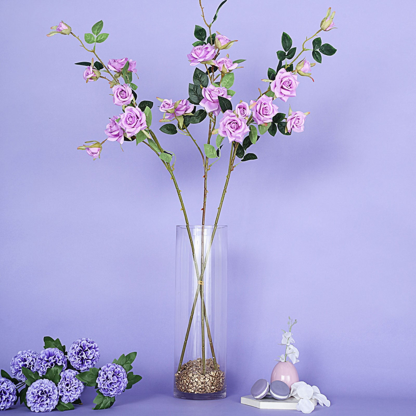 Efavormart Pack of 2 38" Lavender Silk Long Stem Roses, Artificial ...