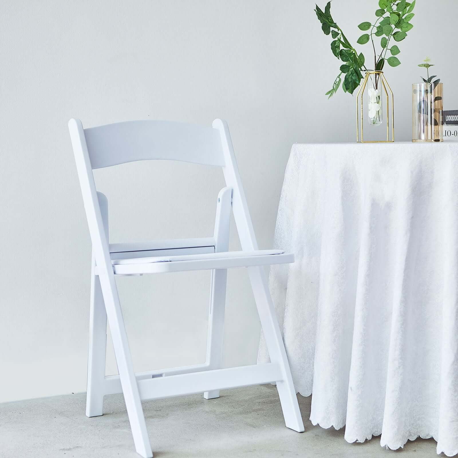 Efavormart Pack of 12 | White Folding Chair With Vinyl Padded Seat ...