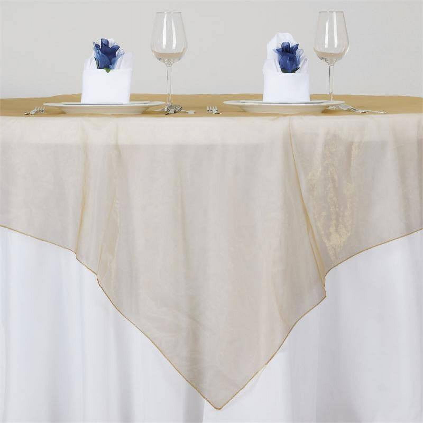 Efavormart Pack of 5 | Gold Organza Square Tablecloth Overlay 72x72 ...