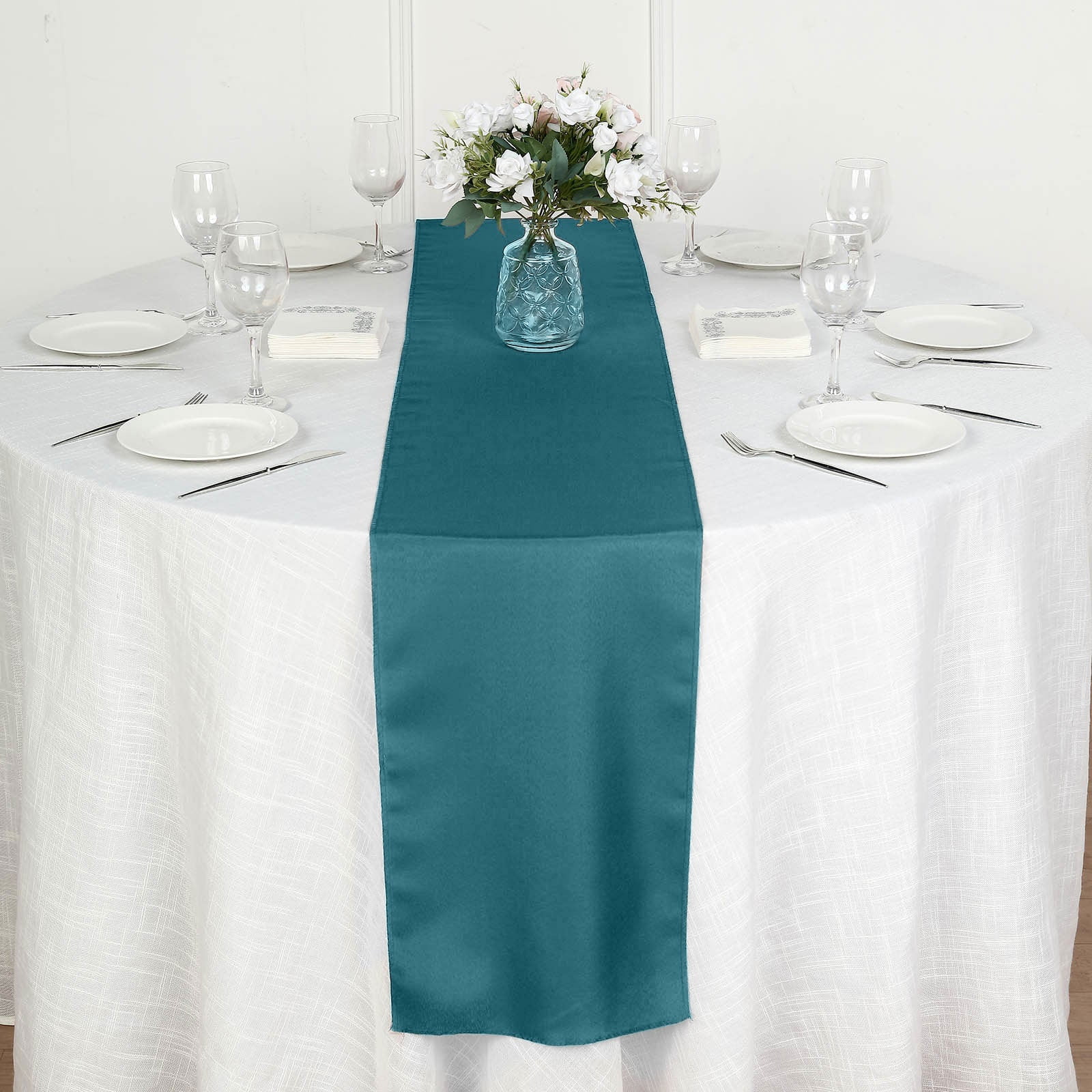 Efavormart Peacock Teal Polyester Table Runner For Weddings Birthday ...