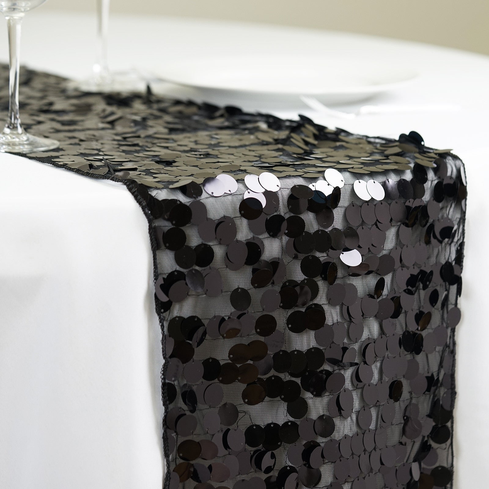 Efavormart Premium Black Sequin Restaurant Table Top Runners For ...