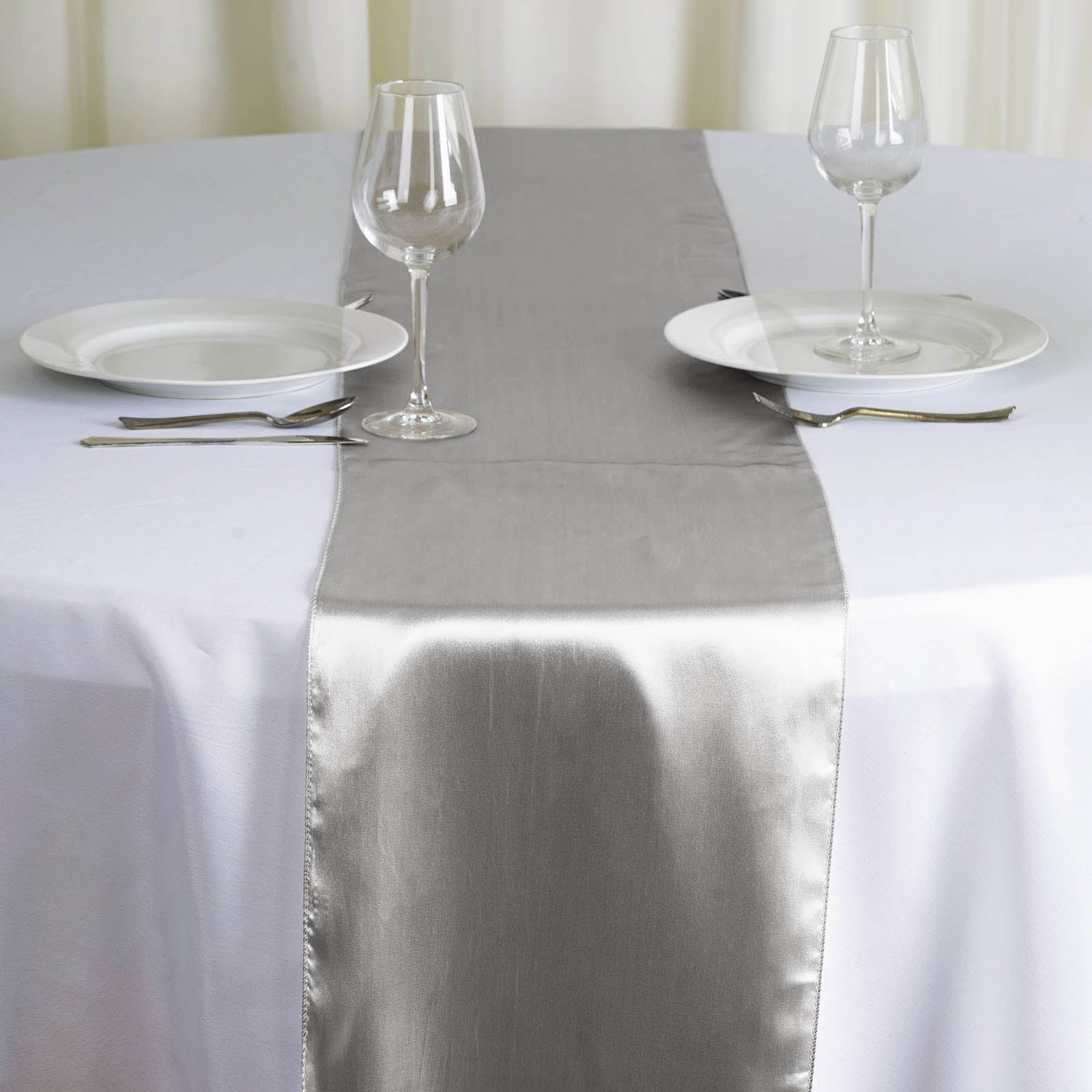 "Efavormart Silver Satin Table Runner - For Weddings, Parties, 12"" x ...