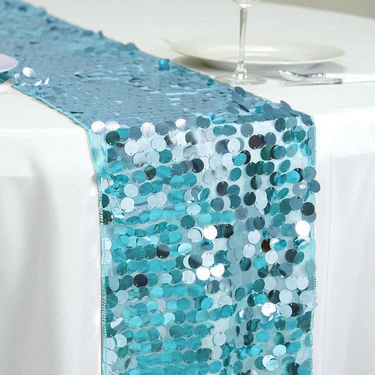 Efavormart Premium Turquoise Sequin Restaurant Table Top Runners For ...