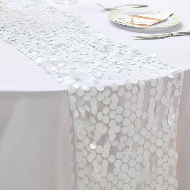 Efavormart Premium White Sequin Restaurant Table Top Runners For Weddings Birthday Banquets ...