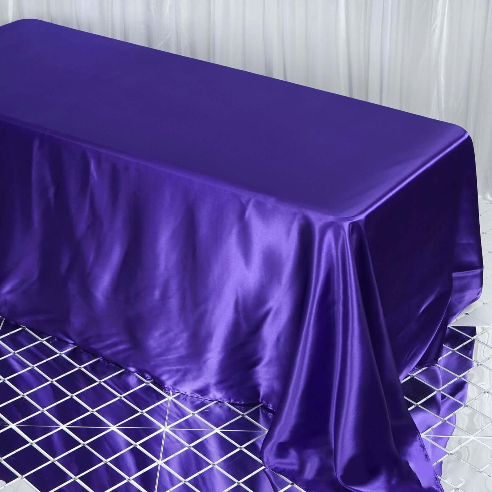 Efavormart 90x132" Rectangle PURPLE Wholesale SATIN Tablecloth Banquet Linen Wedding Party ...