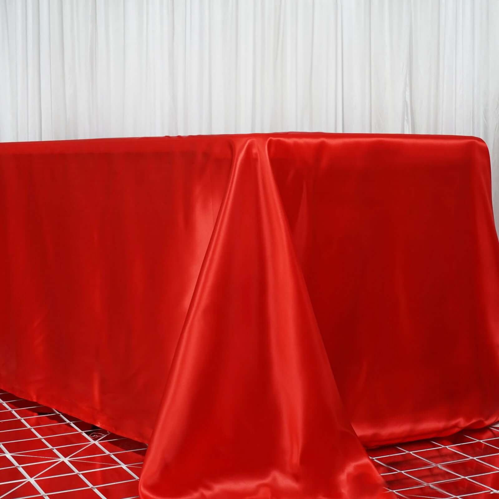 Efavormart 90x156" Rectangle RED SATIN Tablecloth for Banquet, Wedding, Party, Restaurant ...