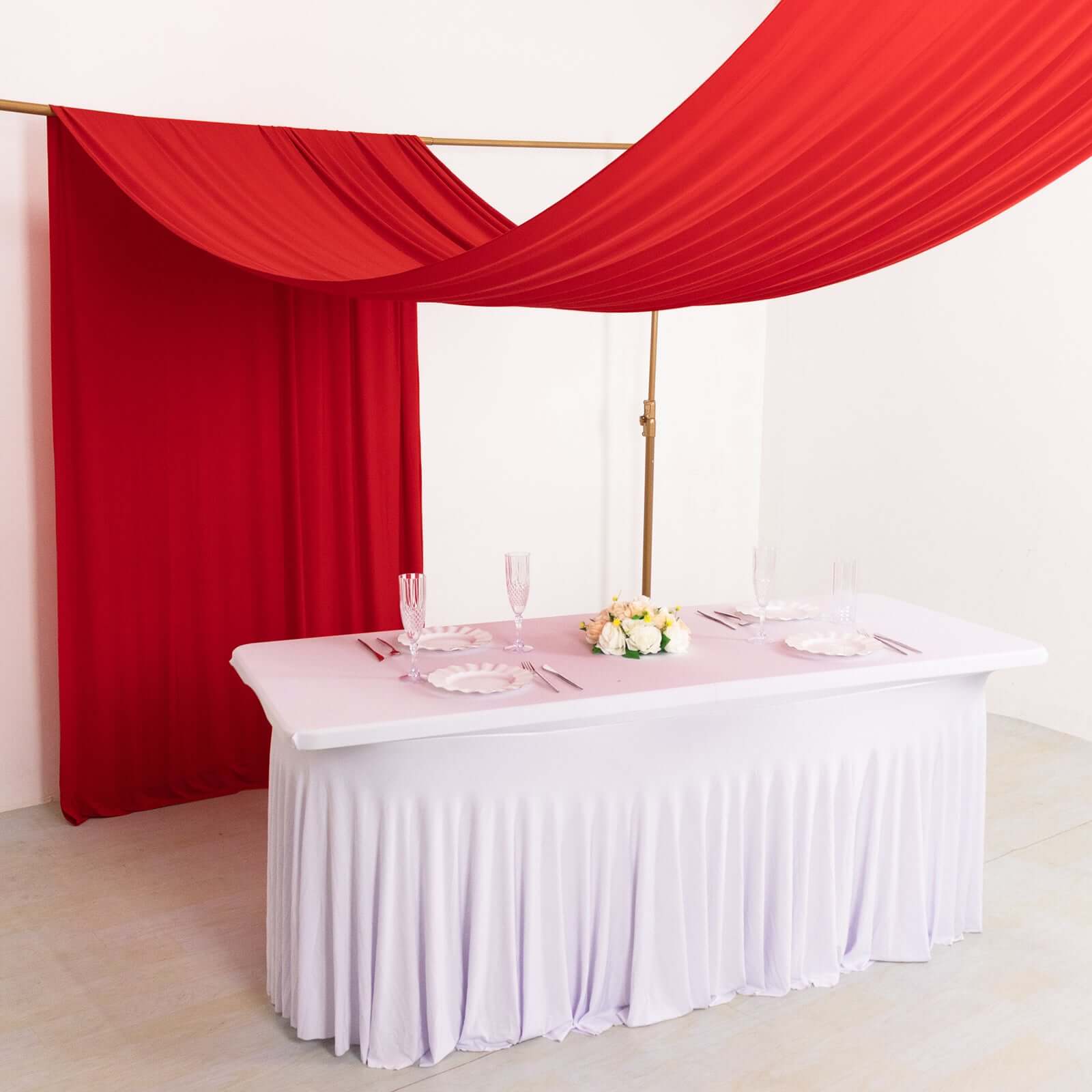 Efavormart Red 4-Way Stretch Spandex Drapery Panel with Rod Pockets ...