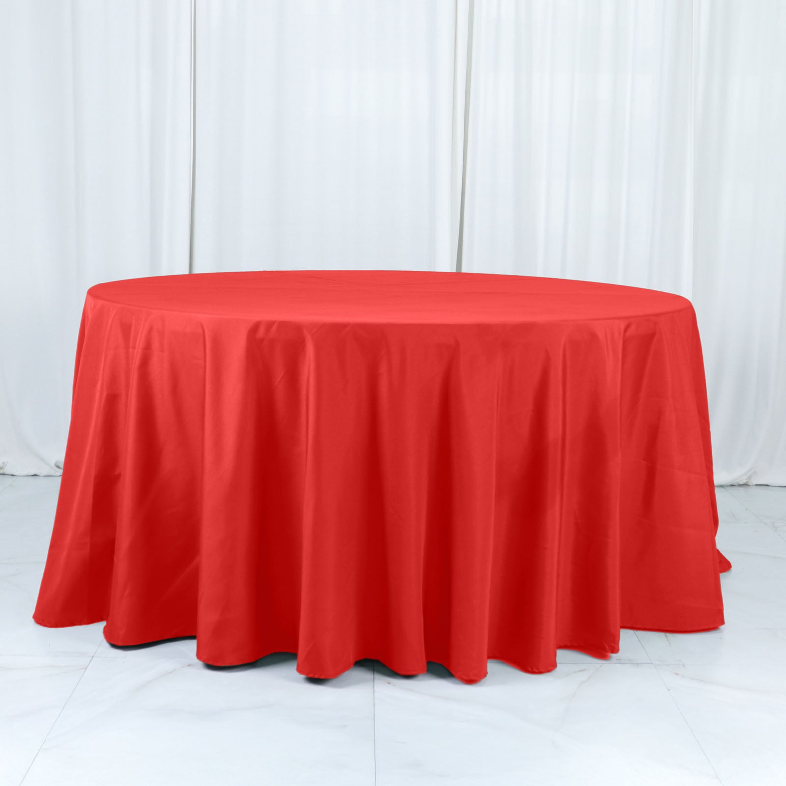 Efavormart Red Cotton Blend Round Tablecloth 132" Seamless for 6 Foot ...