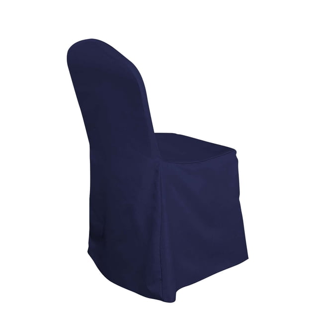 Efavormart Round Top Navy Blue Polyester Banquet Chair Covers Linen ...