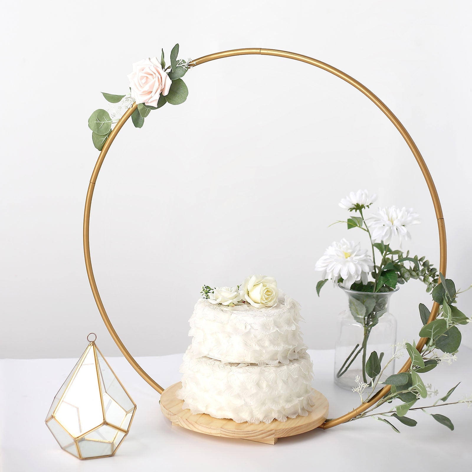 Efavormart Round Wedding Arch Cake Stand, Metal Floral Centerpieces ...