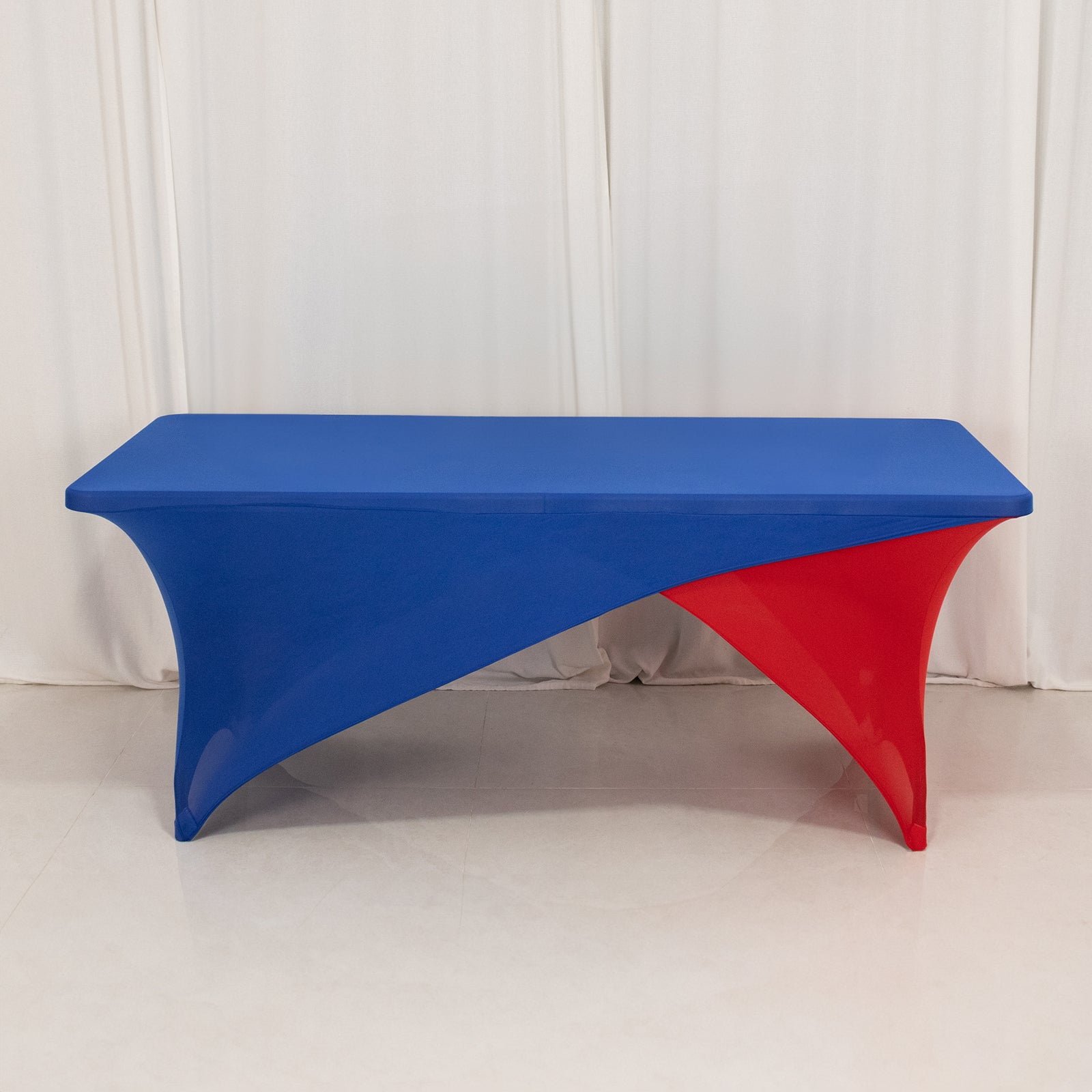 Efavormart Royal Blue Red Cross Over Stretch Spandex Table Cover 6ft ...