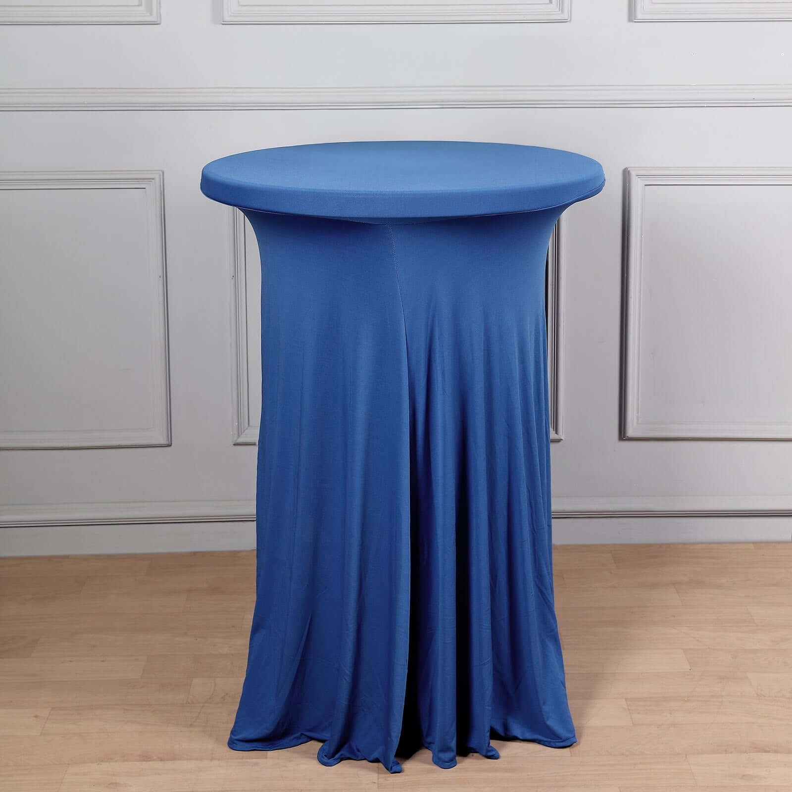 Efavormart Royal Blue Round Spandex Cocktail Table Cover With Natural ...
