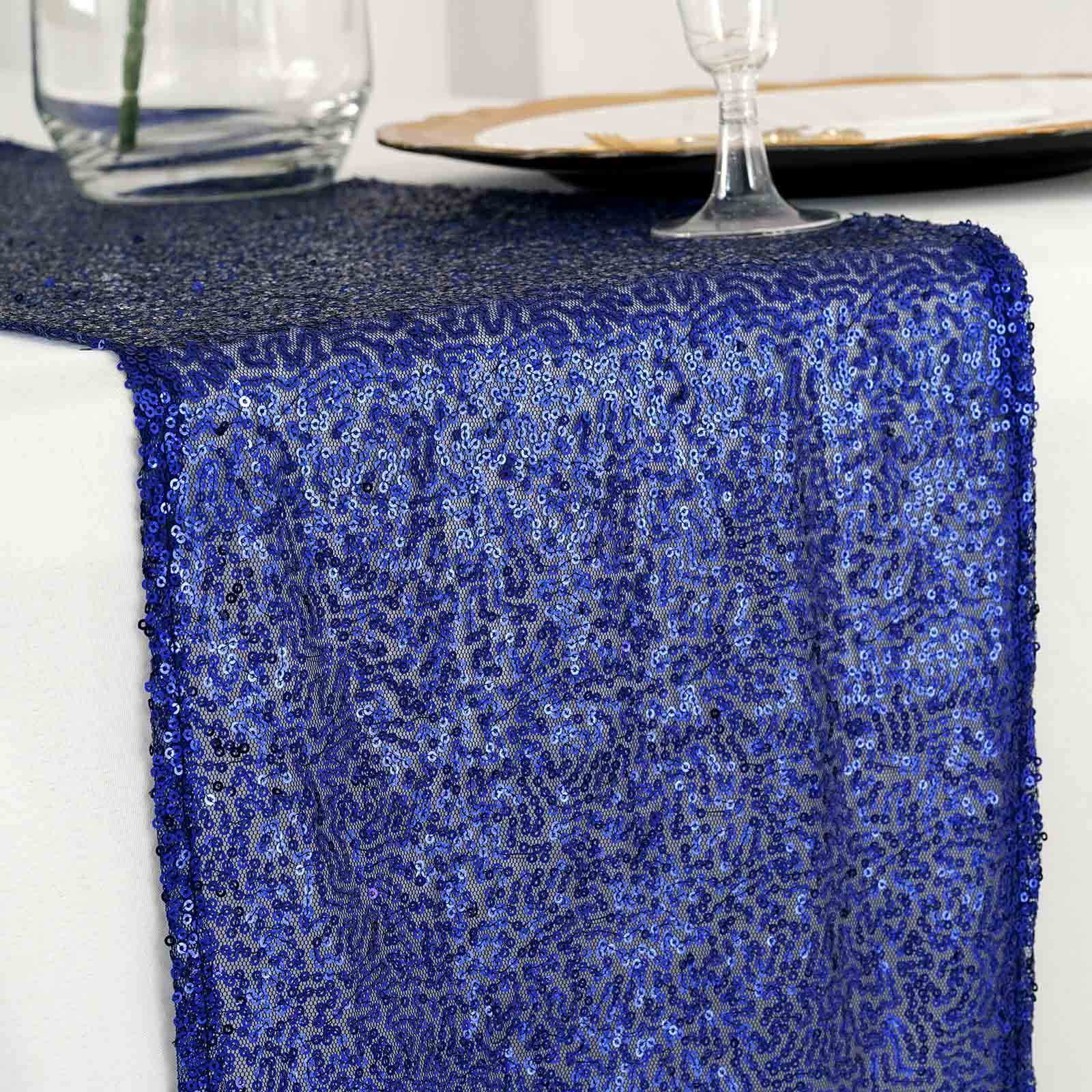 Efavormart Royal Blue Sequin Premium Table Runners For Weddings ...