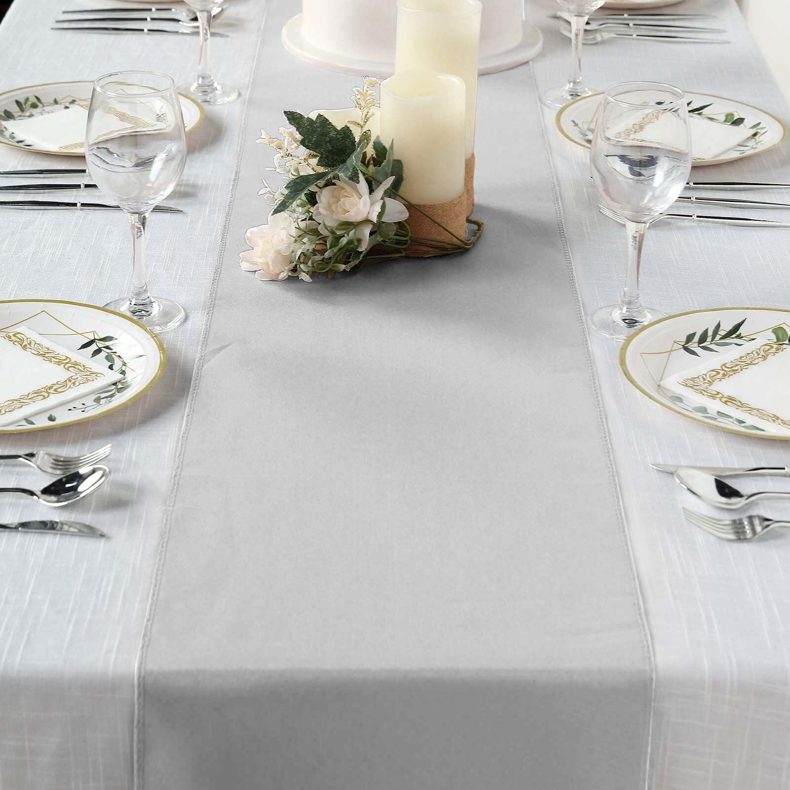 Efavormart SILVER Premium Polyester Table Top Runner For Weddings ...