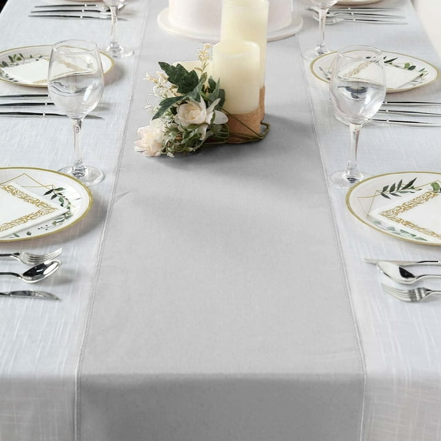 Efavormart SILVER Premium Polyester Table Top Runner For Weddings ...