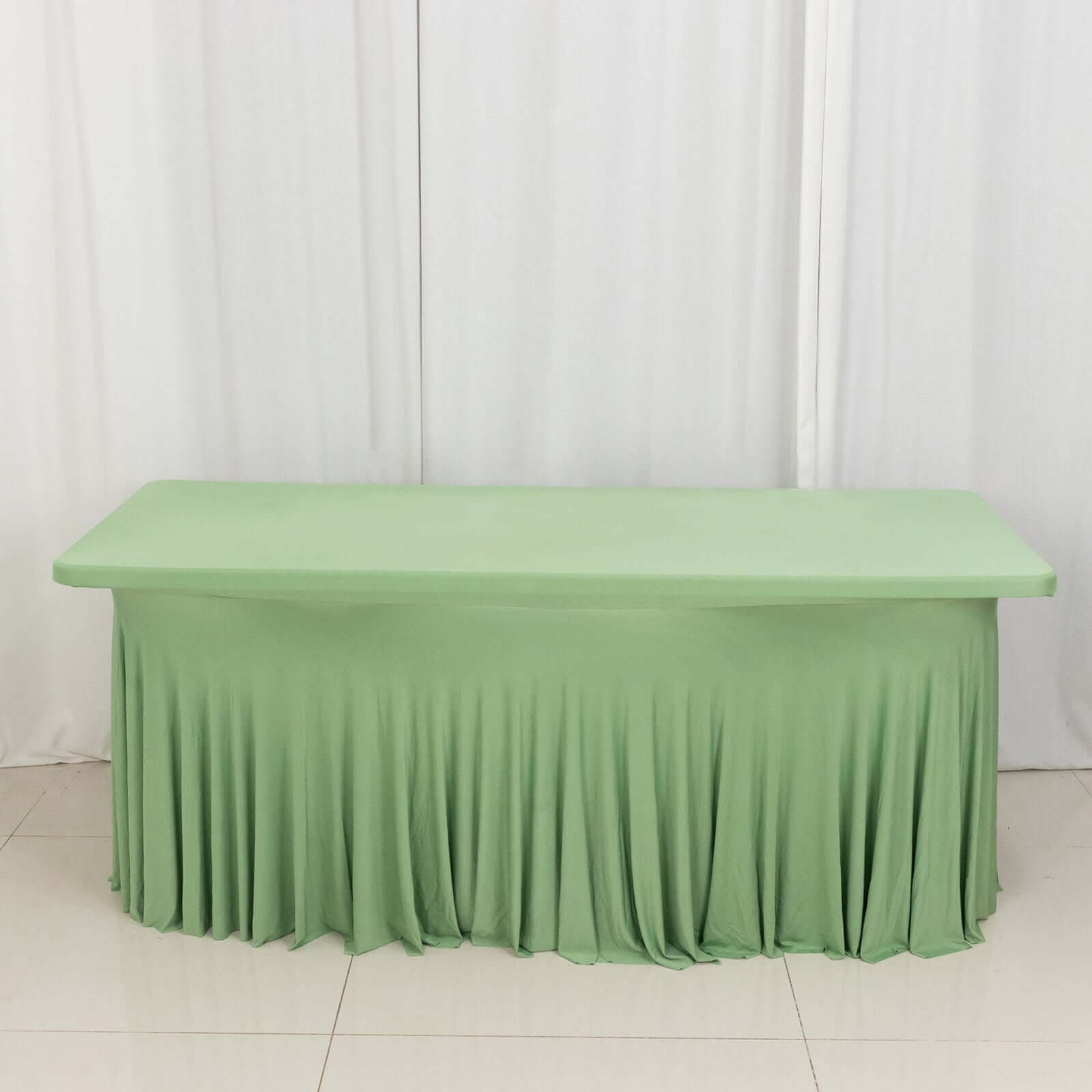 Efavormart Sage Green Wavy Spandex Fitted Rectangle 1-Piece Tablecloth ...