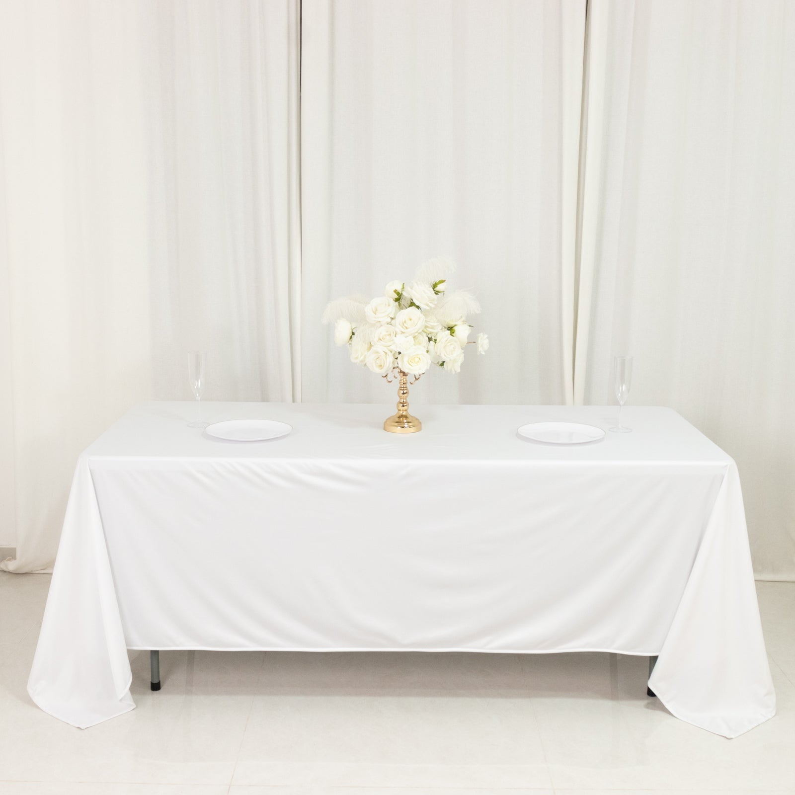 Efavormart Scuba Rectangular Tablecloth 72"x120" White - Wrinkle Free ...