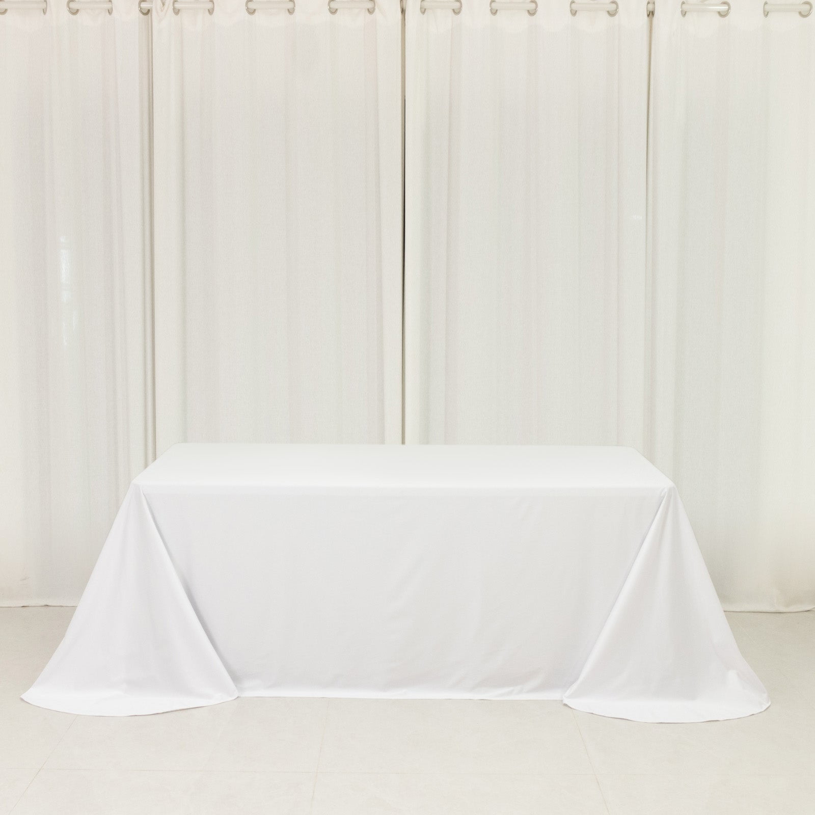 Efavormart Scuba Rectangular Tablecloth 90"x132" White with Rounded ...