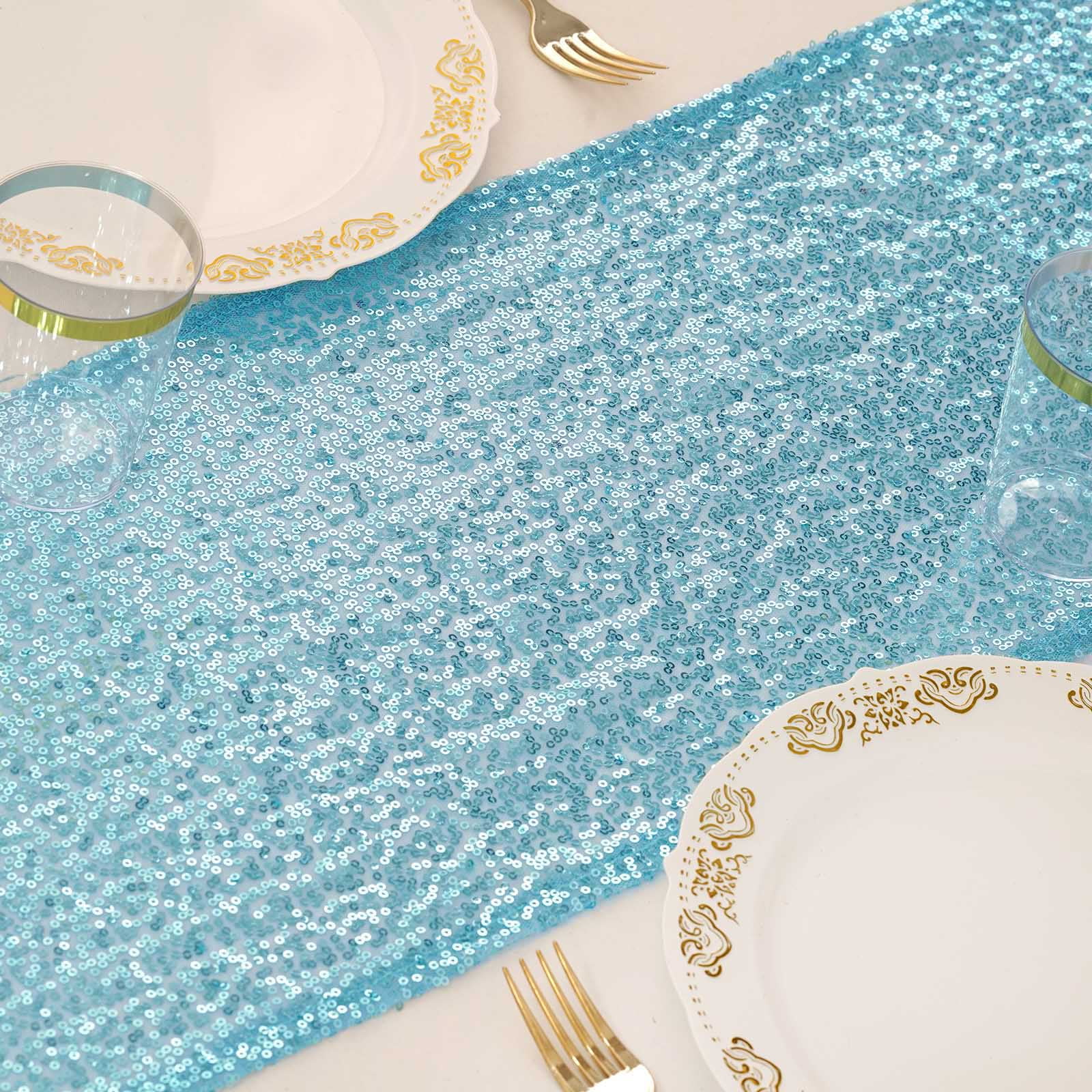 Efavormart Blue Sequin Table Runners, Wedding/Birthday Decor, Fit ...